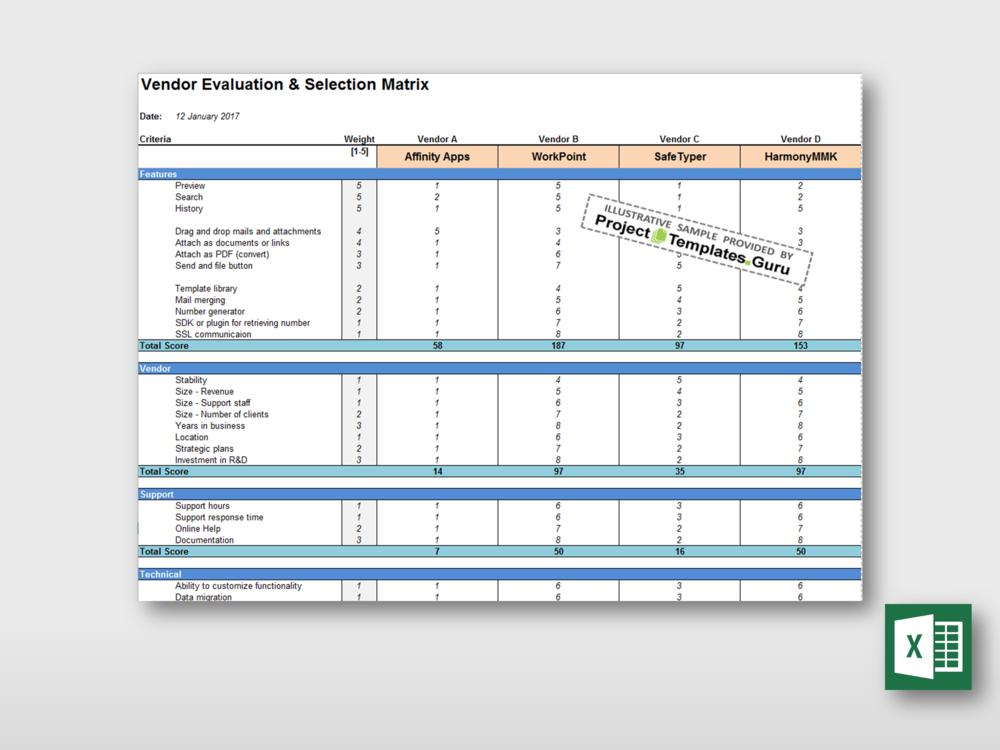 Vendor Evaluation And Selection Matrix