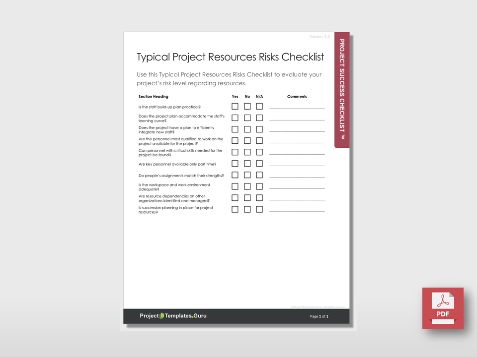 Typical Project Resources Risks Checklist