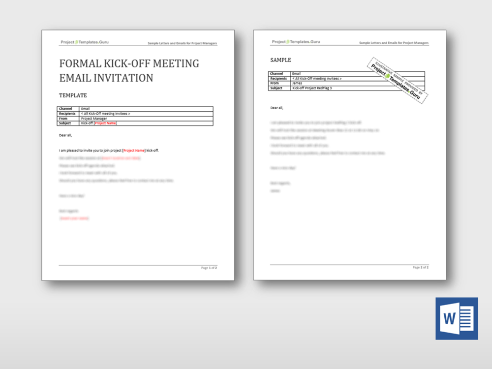 Formal Kick Off Meeting Email Invitation